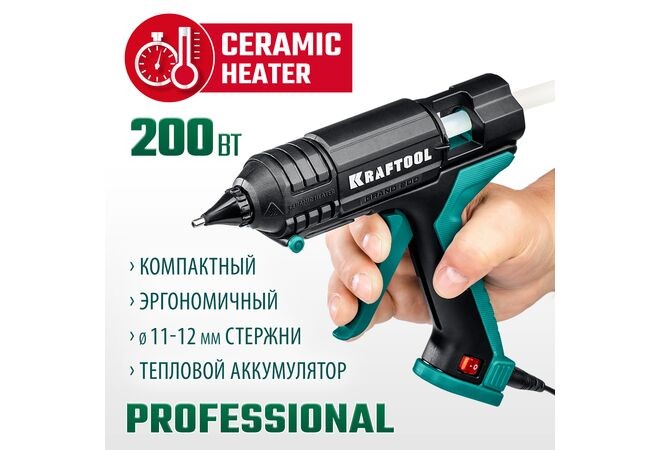 Пистолет клеевой (термоклеящий) KRAFTOOL Grand 200, 11-12 мм, 200/ 150 ...